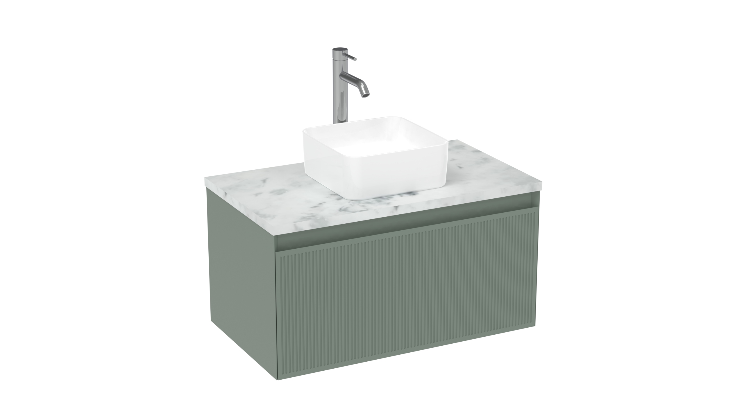 MONUMENT 80cm 1 drawer wall mounted unit - Matte Sage