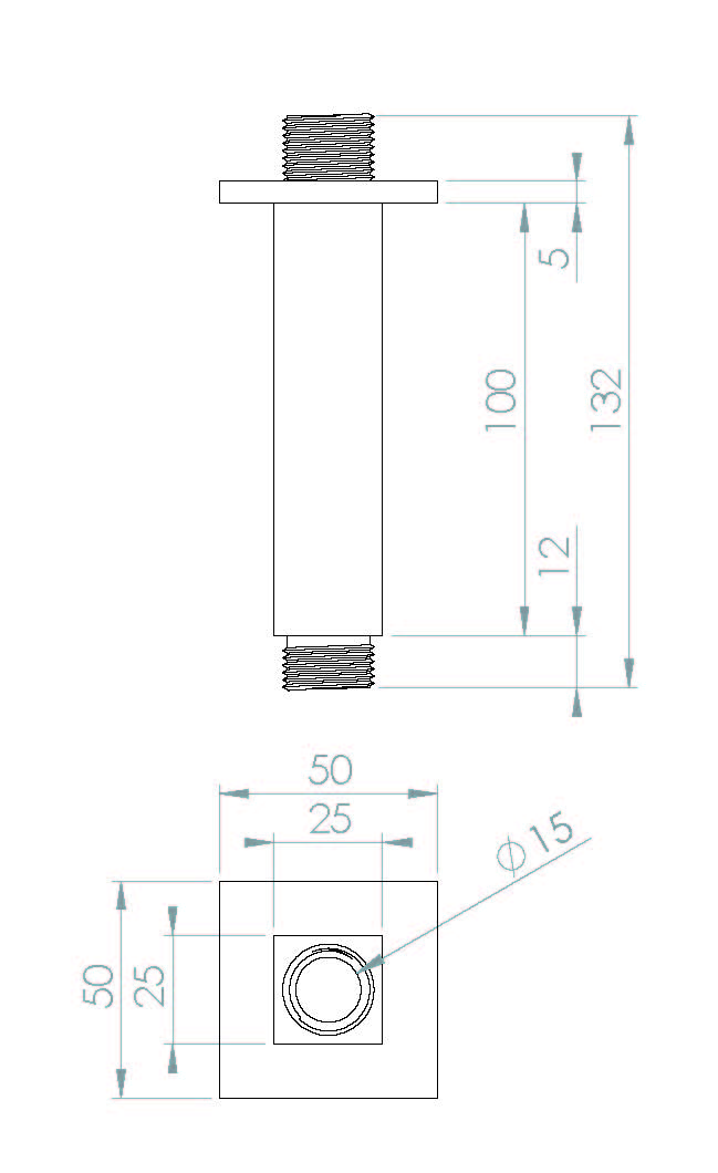 TOOGA 100mm square ceiling mounted shower arm - Chrome