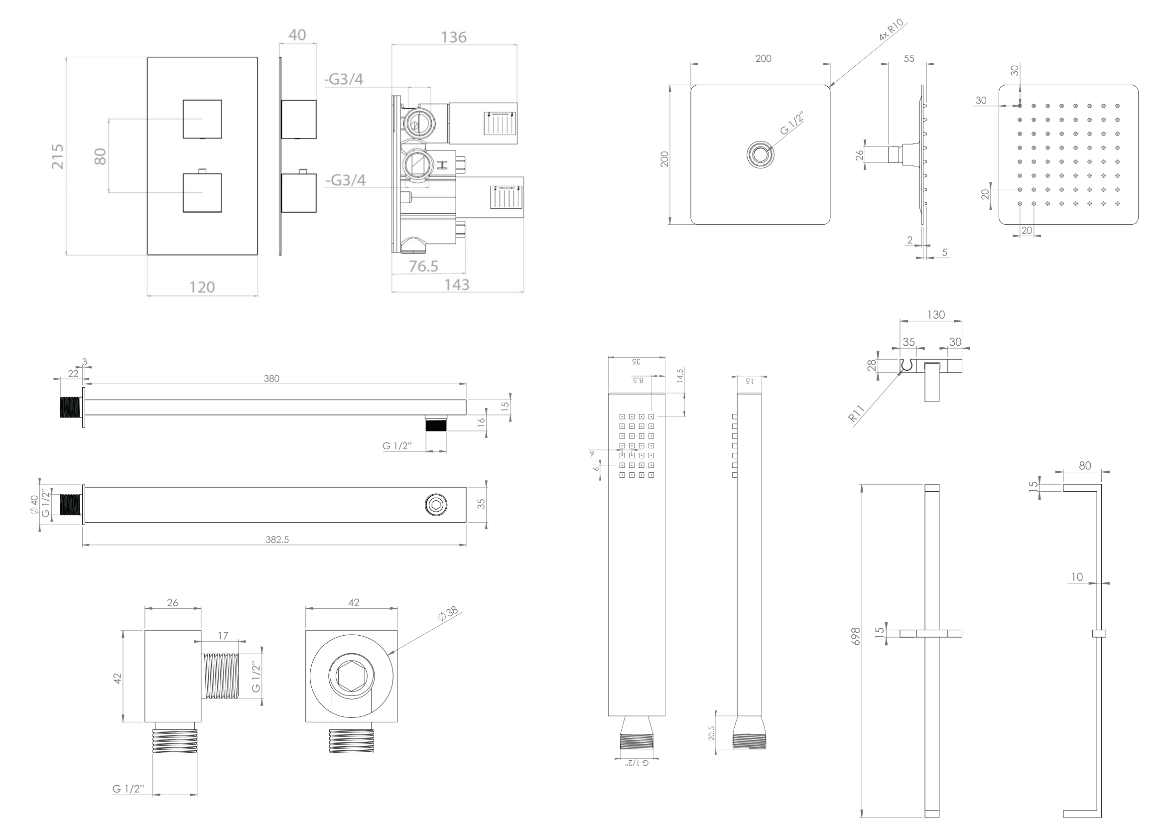 TOOGA 2 way shower kit - Matte Black